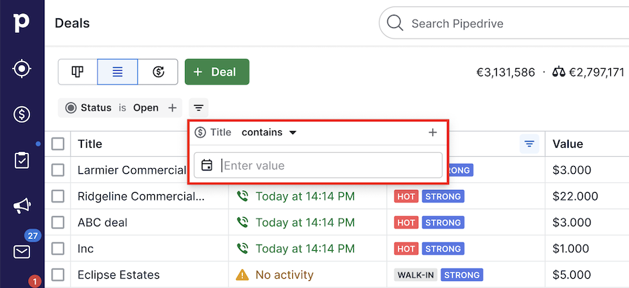 Quick filters - Knowledge Base | Pipedrive